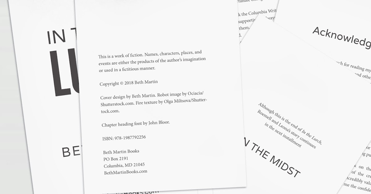 BETH MARTIN BOOKS: A Guide to Front and Back Matter