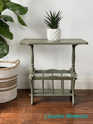 Vintage Accent Table Restored in Rustic Green