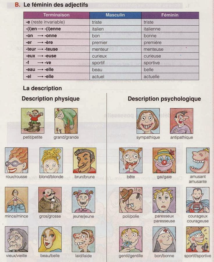 J'aime le français: Adjectifs pour décrire
