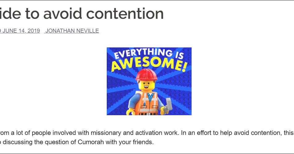 Jonathan Neville contentiously tells us how to avoid contention ...