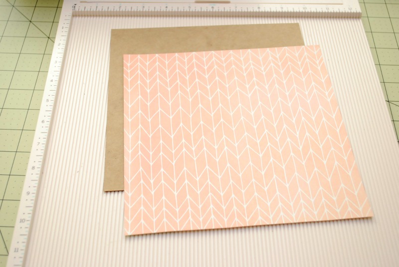 Cut an 8" square of scrapbook paper and an 8" square of thin cardboard ...