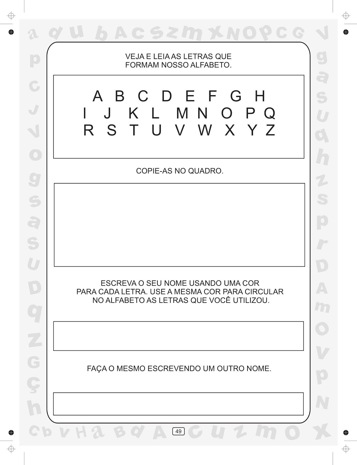 Portuguese alphabet activity ~ Atividade para imprimir