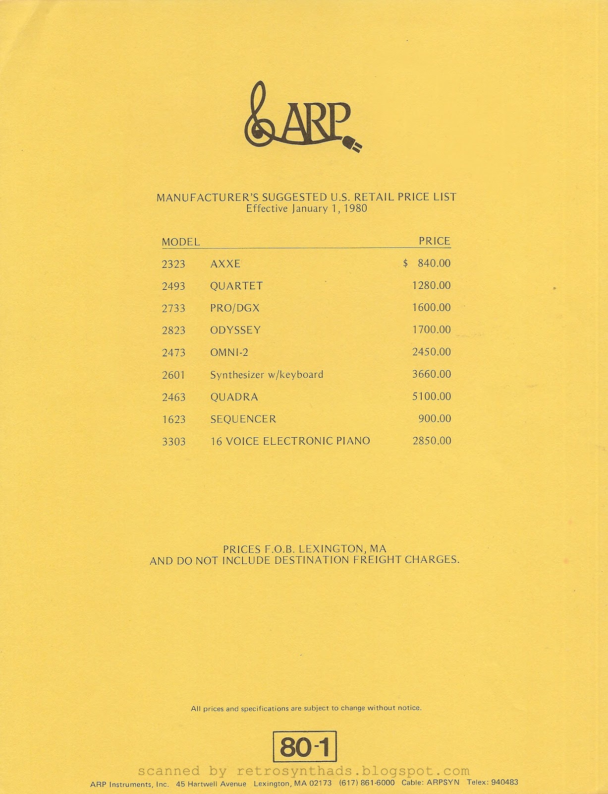 MATRIXSYNTH: 1980 ARP / Mu-tron Price Lists