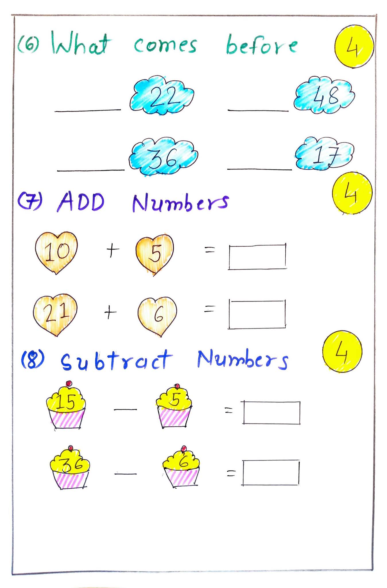 Latest LKG Maths Test Paper 2021