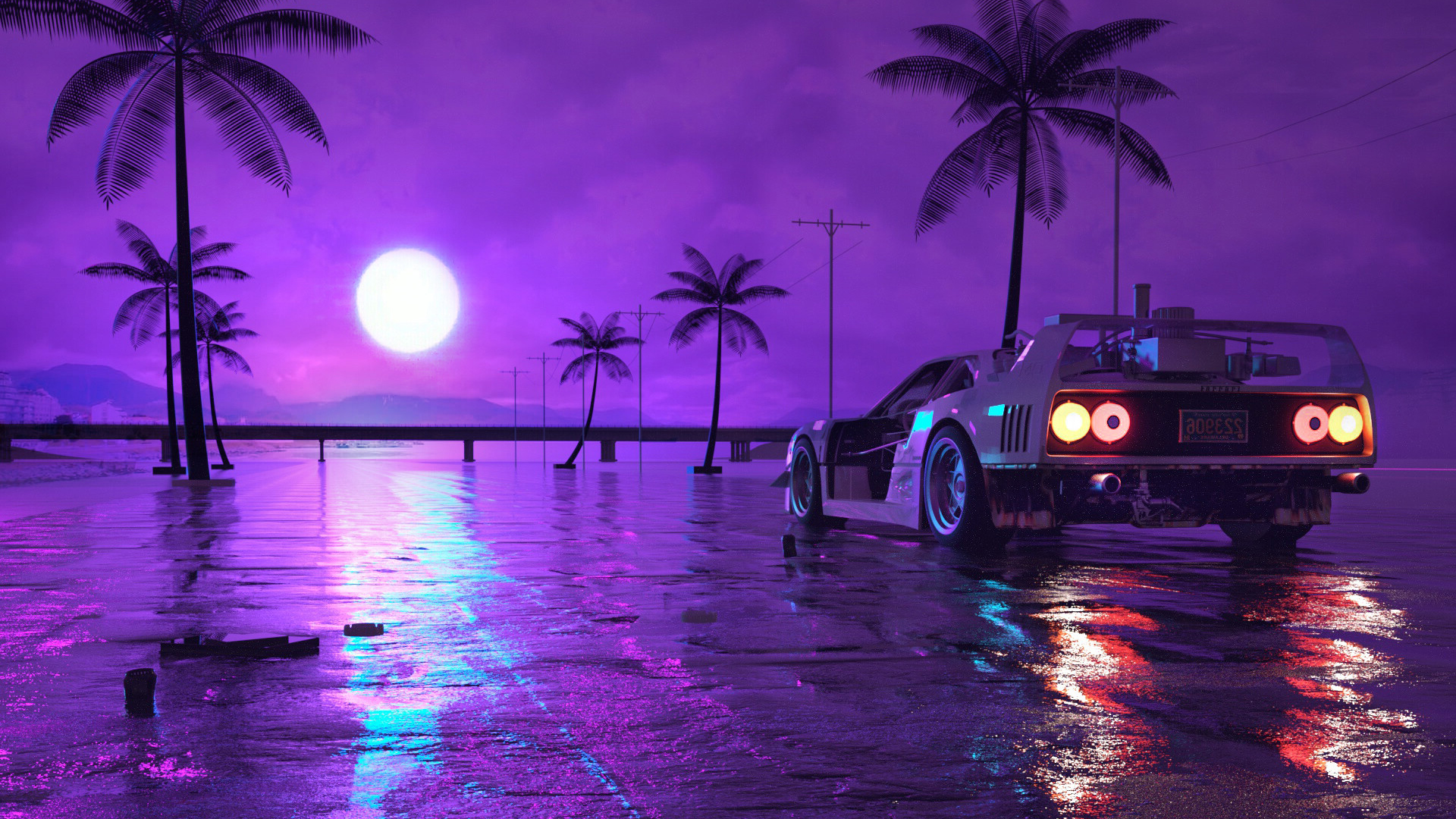 RETRO WAVE CAR WALLPAPER 1080p