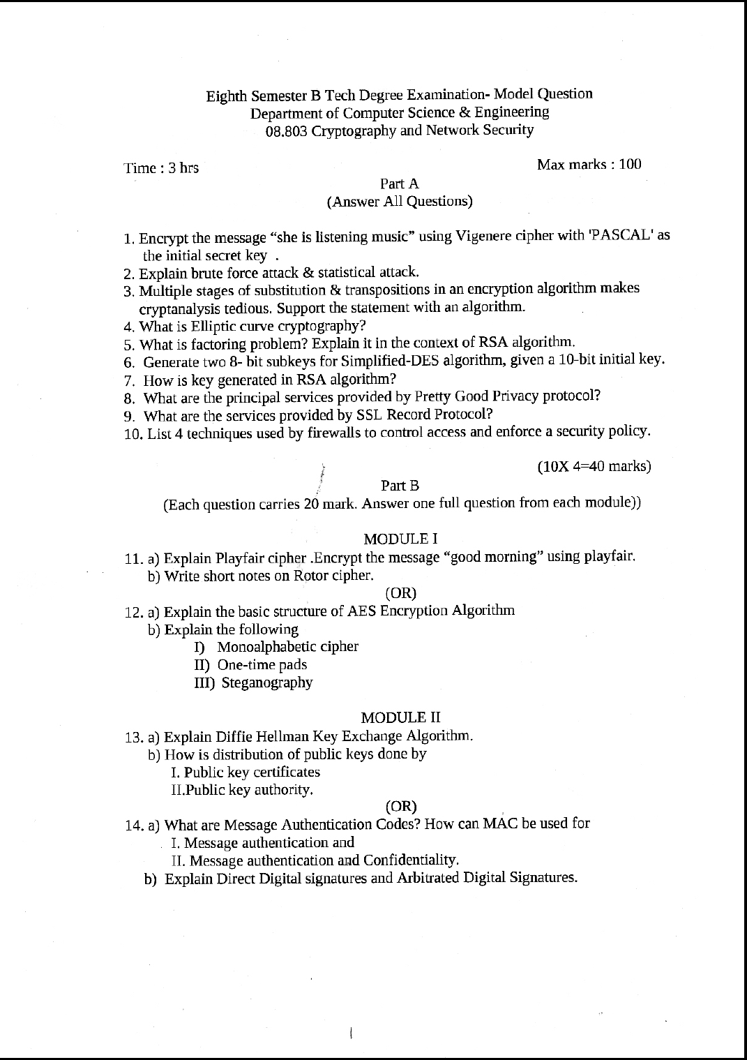 Kerala University B.Tech Cryptography And Network Security 2017 ...