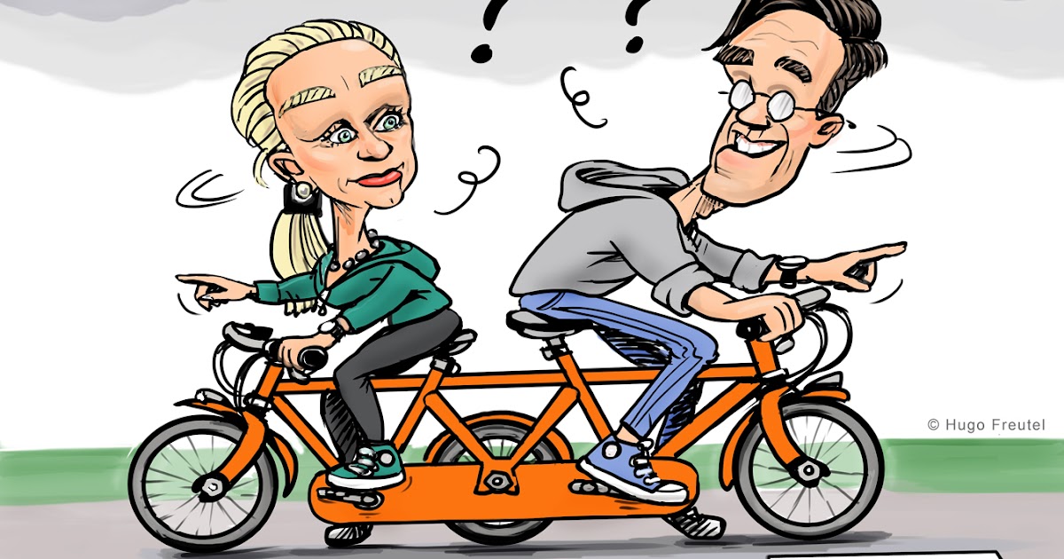 Politieke Prenten: Sigrid Kaag en Mark Rutte op de tandem ...