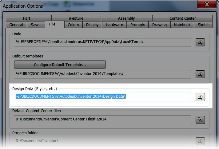 Now, I direct my installation of Inventor 2014 to look at that folder ...