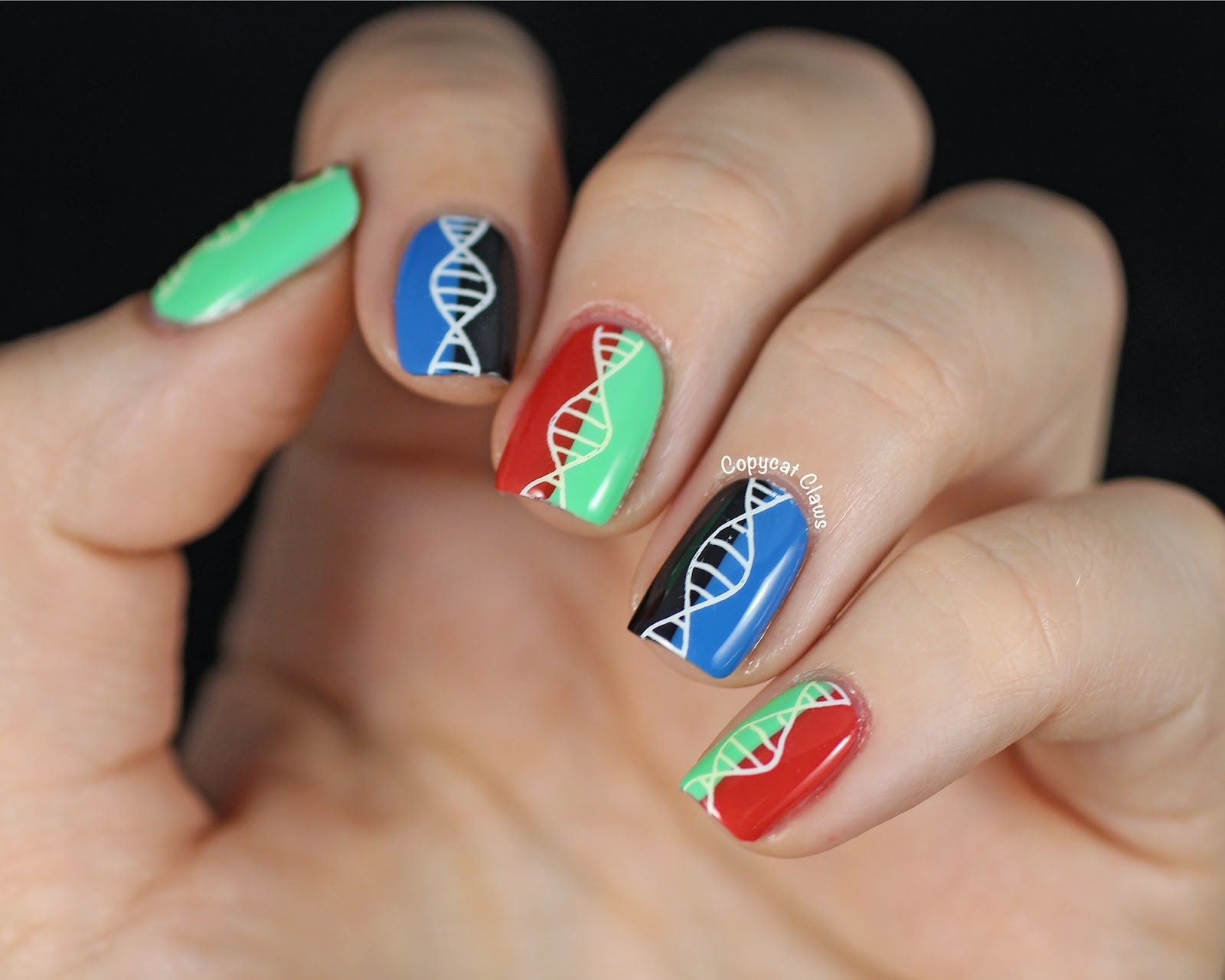 Copycat Claws: DNA Day Nail Stamping