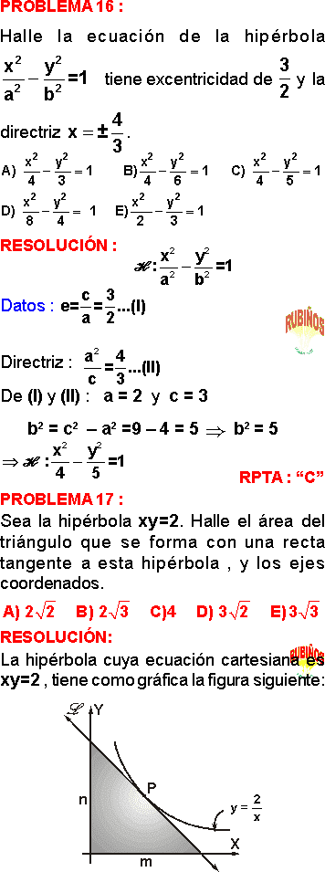 HIPÉRBOLAS PDF EJERCICIOS RESUELTOS