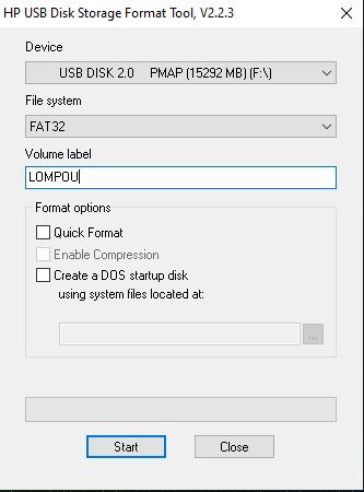 HP USB disk storage format tool