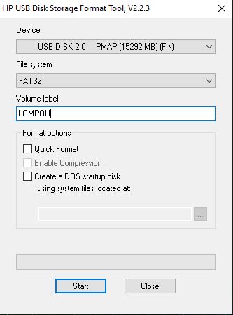HP USB disk storage format tool