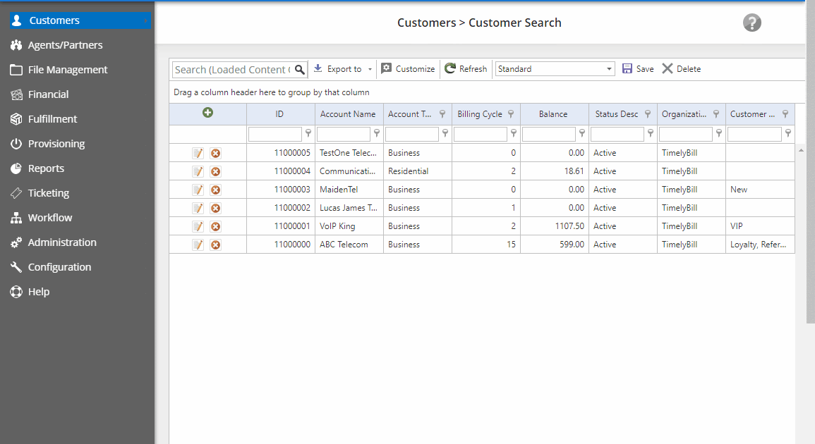 Quickly Search for Customer Data