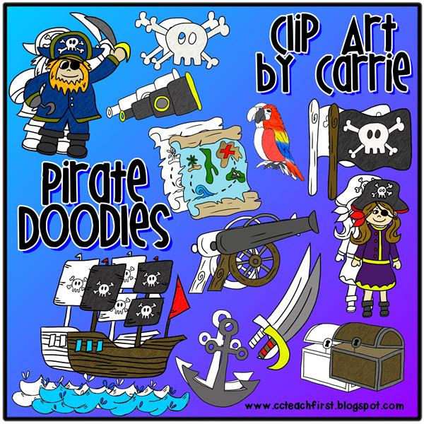 Clip Art by Carrie Teaching First: Pirate Doodles with FREEBIE Anchor