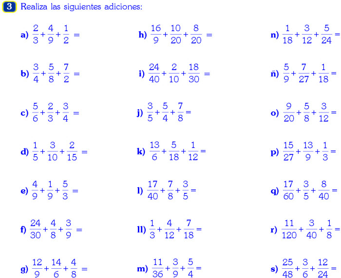 SUMA Y RESTA DE FRACCIONES HETEROGENEAS EJERCICIOS RESUELTOS DE MATEMATICAS DE PRIMARIA