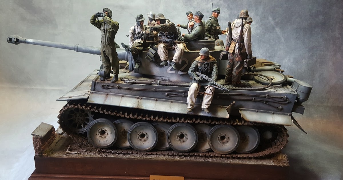 ah-dioramen: Tiger 1 Ausf. E. in 1:16 mit Panzerreitern, Ostfront 1943