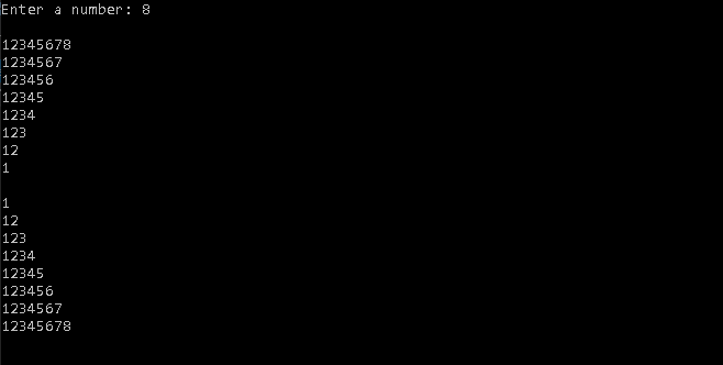 How to print right angle triangle in ascending and descending shape ...