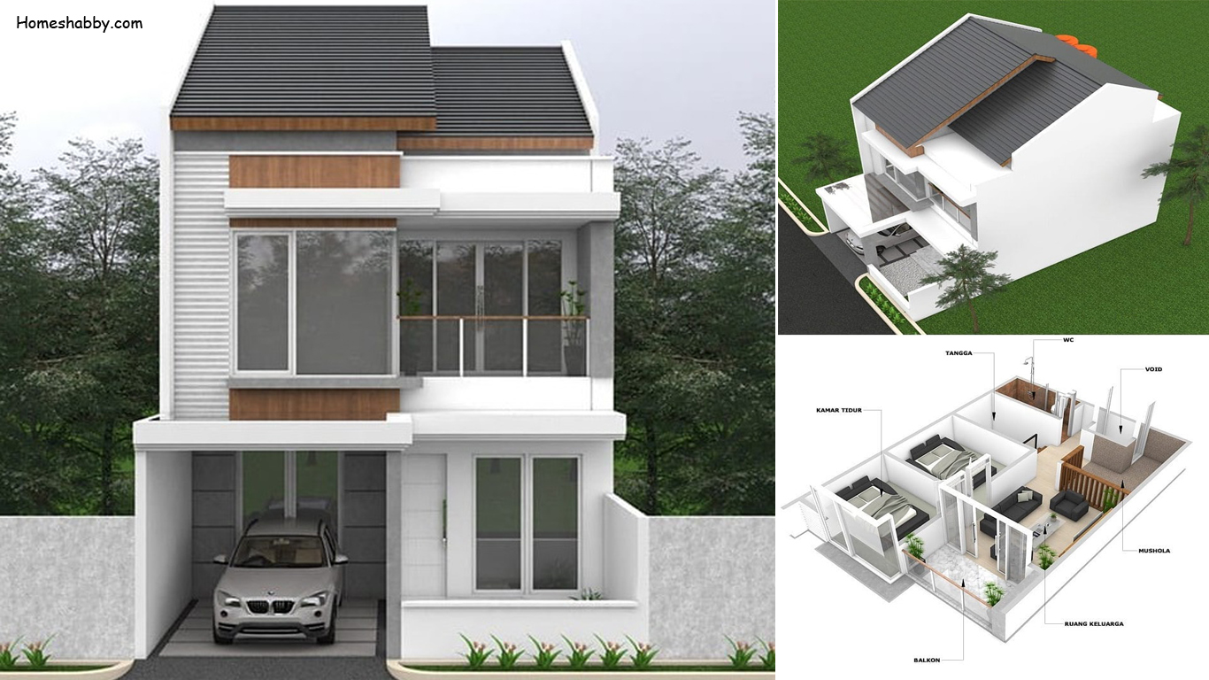 Denah Rumah Minimalis 2 Lantai 7x12 - Modern Minimalis