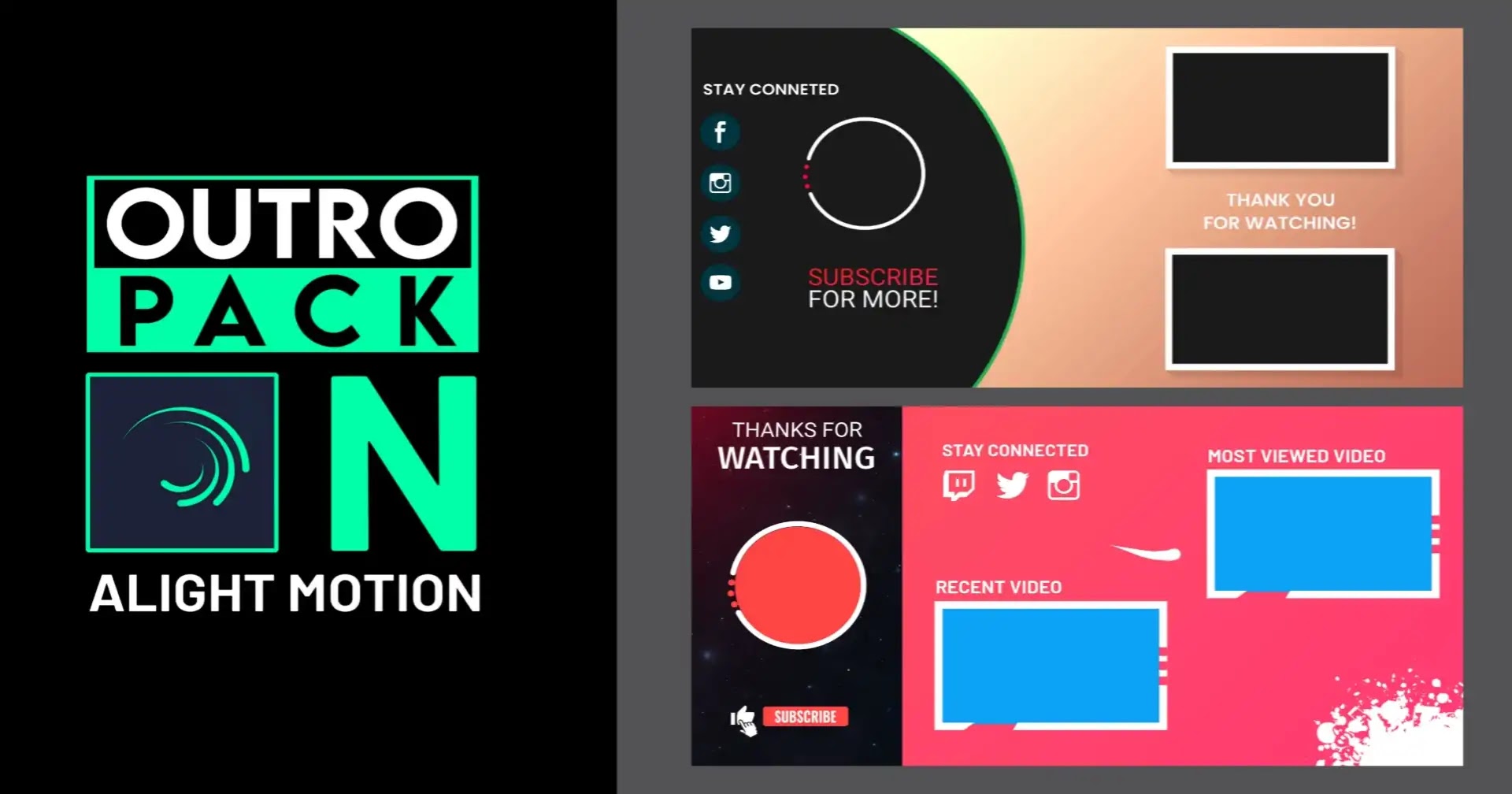 Top 5 End Screen Alight Motion Preset Template - The Web Trick
