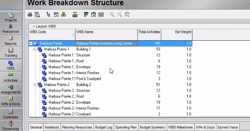 Primavera P6 Tutorial : Chapter 2.4 : Work Breakdown Structure (WBS)
