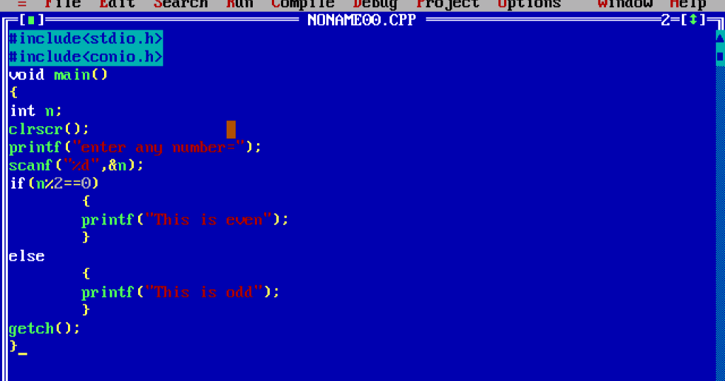 c program to check even/odd number through if-else(conditional statement)