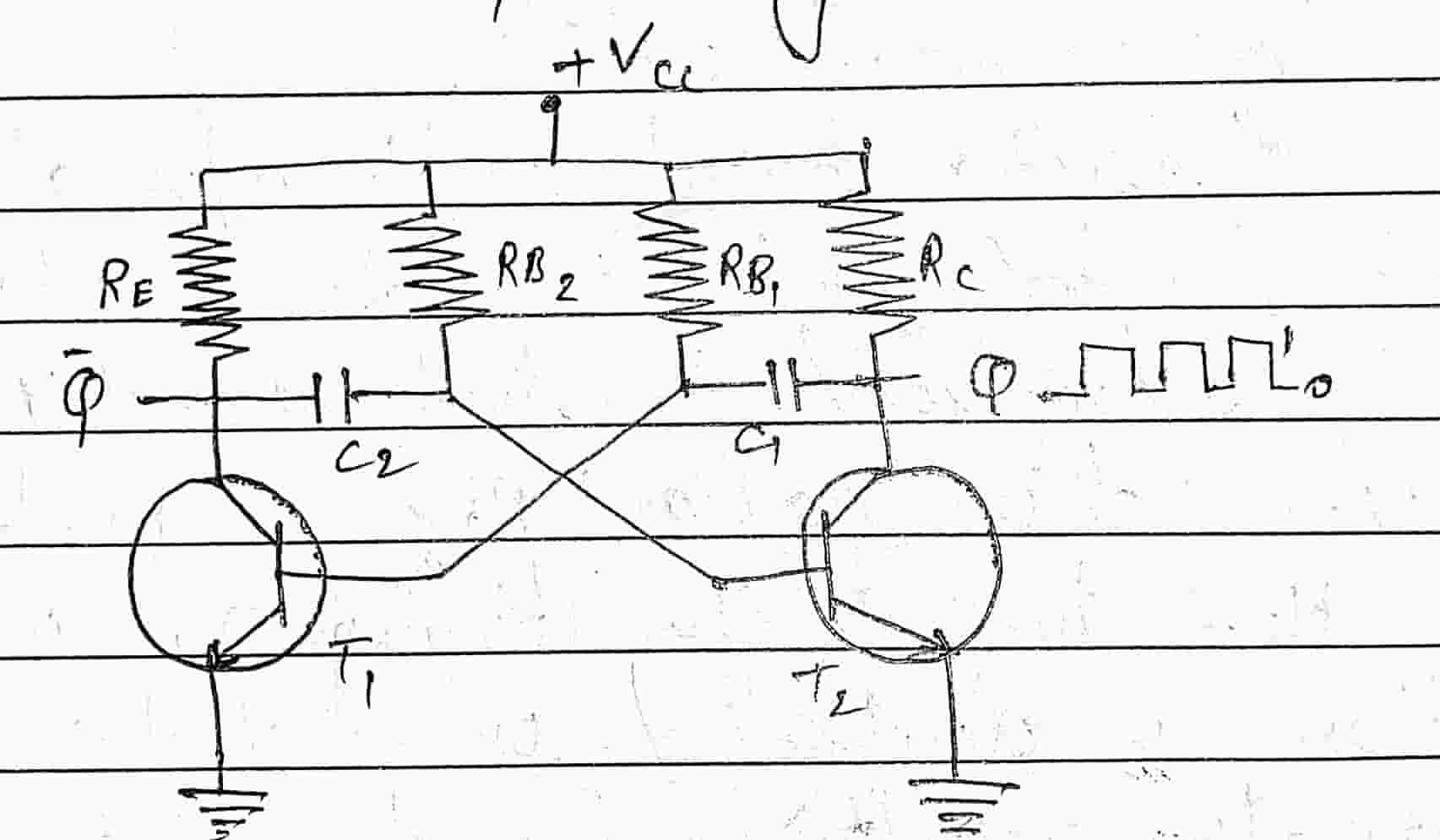 Astable multivibrator by using transistor