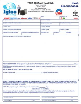Free Hvac Proposal Forms - Invoice Template