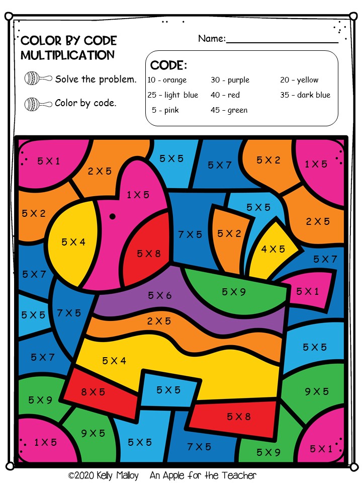 An Apple For The Teacher: Cinco de Mayo Color By Number