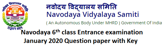 Navodaya 6th class Entrance examination January 2020 Question paper ...