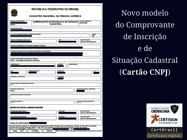 x: Novo modelo do Cartão CNPJ com QSA - Quadro Societário