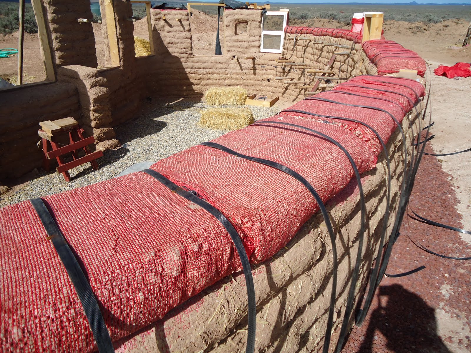 Building An Earthbag Home in Northern New Mexico: Lintel and Strapping ...