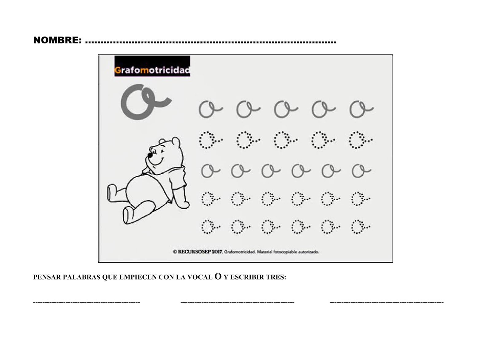 INFANTIL PUA: ACTIVIDAD LECTOESCRITURA