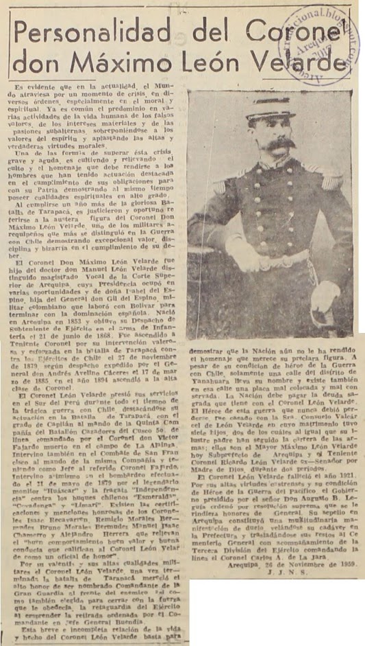 🔴 El Coronel Máximo León Velarde Espino