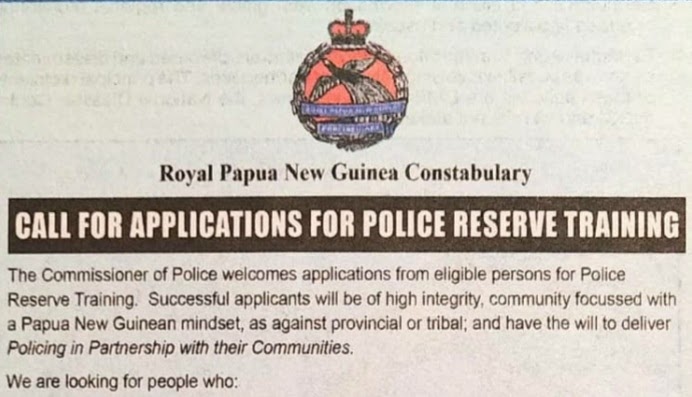 PNG Police Reserve Training Application Form