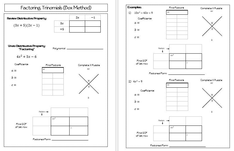 Radical~4~Math: Resources for Factoring Trinomials
