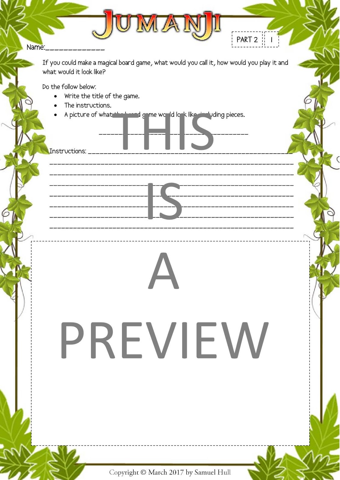 Jumanji (1995) - Movie Guide Questions + Activities - Answer Key ...