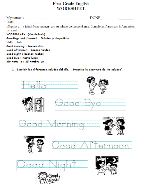 ENGLISH TIME: 1st GRADE. Greetings, farewells and introduce yourself ...