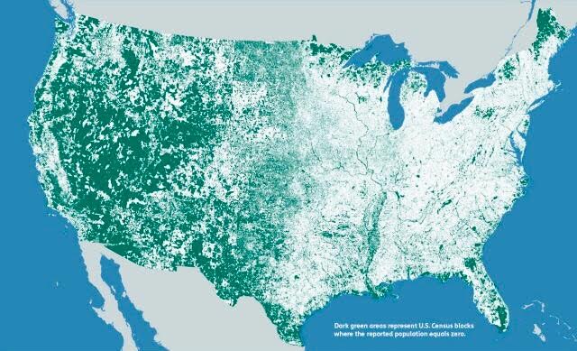 FYI cool map - 5 million Census Blocks with zero population | Deer ...