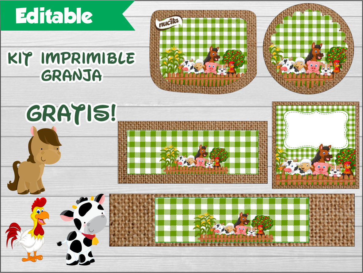 Kit para Imprimir Gratis de Animales de la Granja