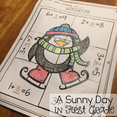 Winter Addition Puzzles! | A Sunny Day in First Grade