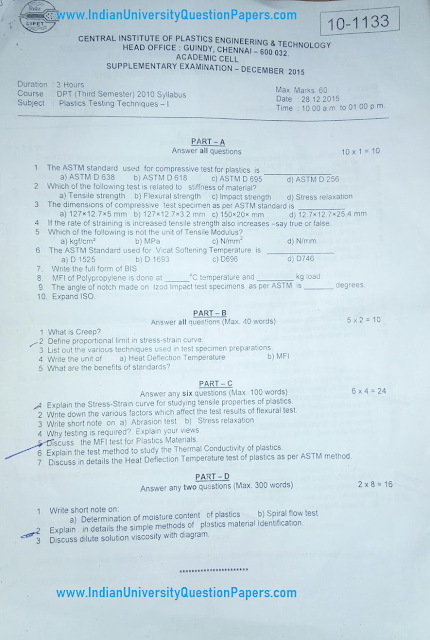 CIPET Old DPT / DPMT Plastics Testing Techniques - I December 2015 ...