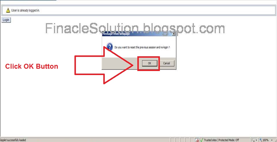 Self Reset of User IDs Which are Already Logged in Finacle