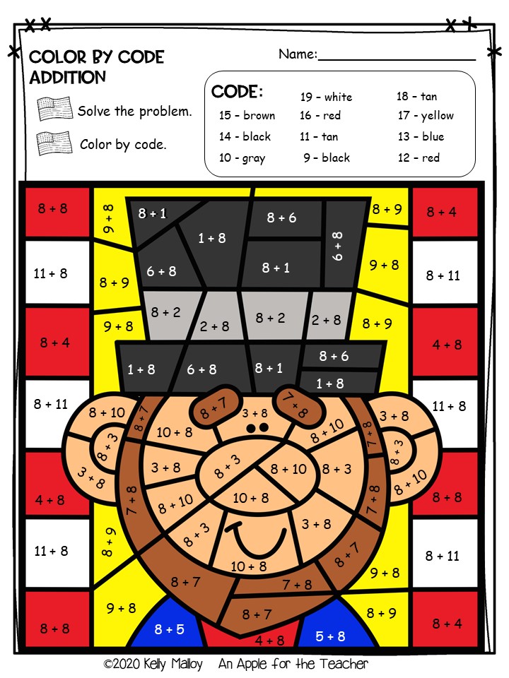 An Apple For The Teacher: Presidents' Day Color By Number