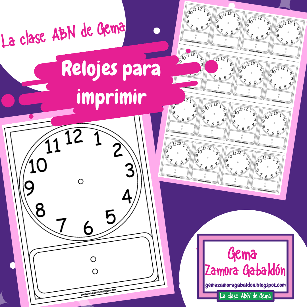 La clase ABN de Gema: Relojes para imprimir