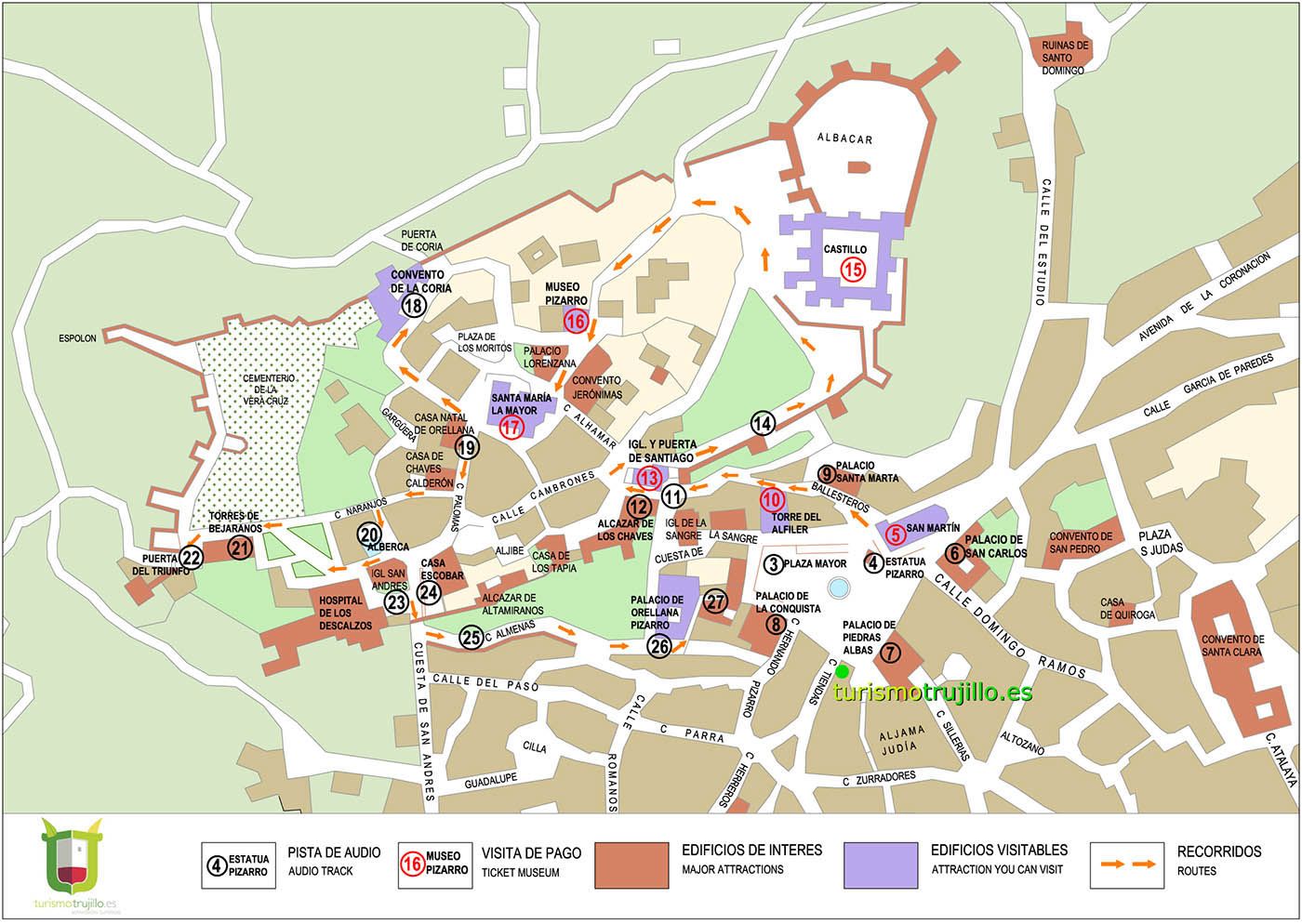 Mapas y planos turísticos de Trujillo - Conmimochilacuestas