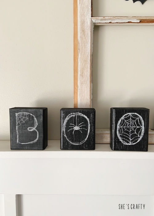 She's Crafty: Halloween chalkboard blocks