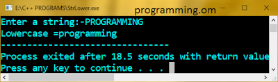 Program in C++ to convert string Uppercase into Lowercase
