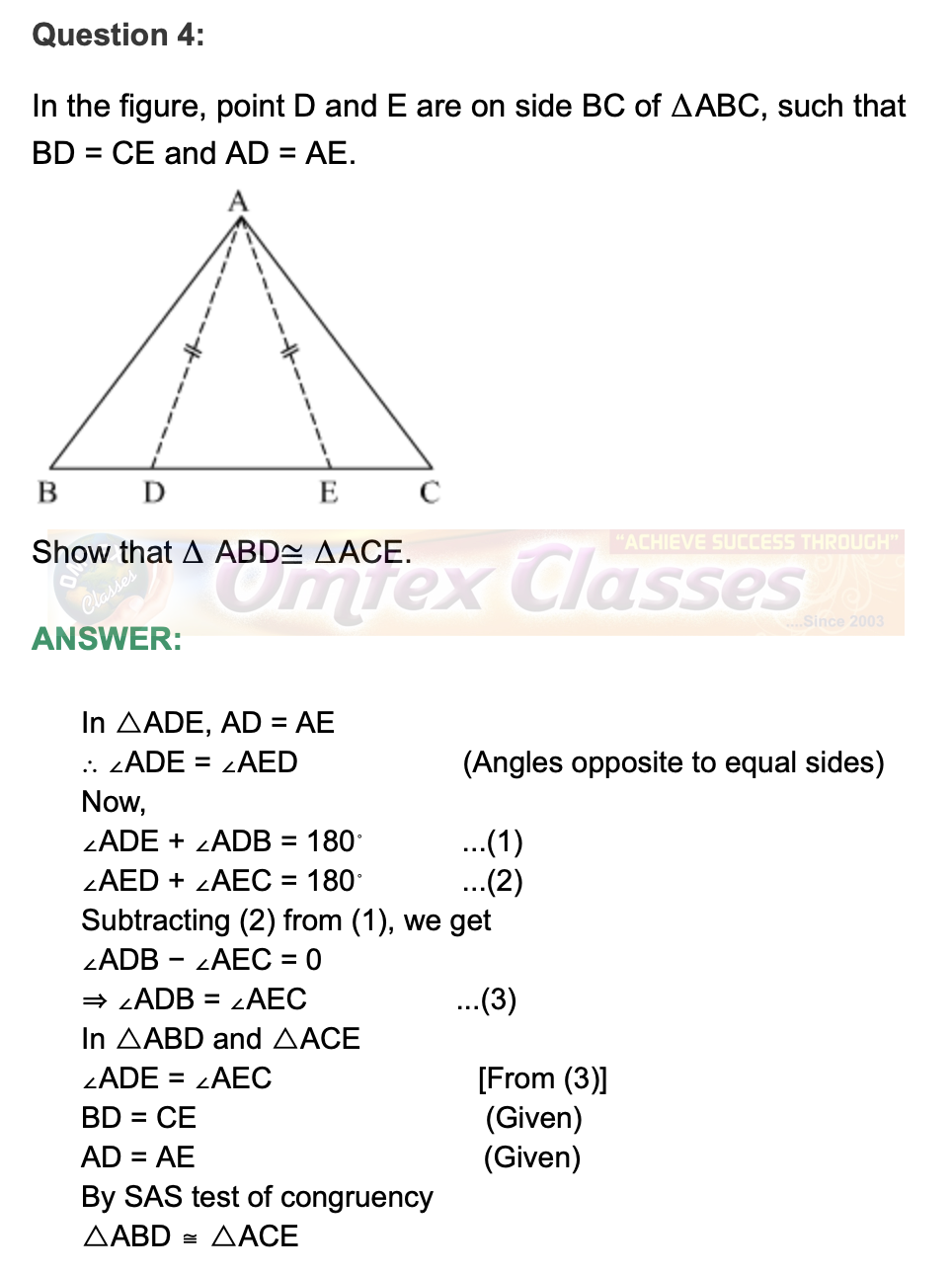 Education: Chapter 3 - Triangles Mathematics Part II Solutions for ...
