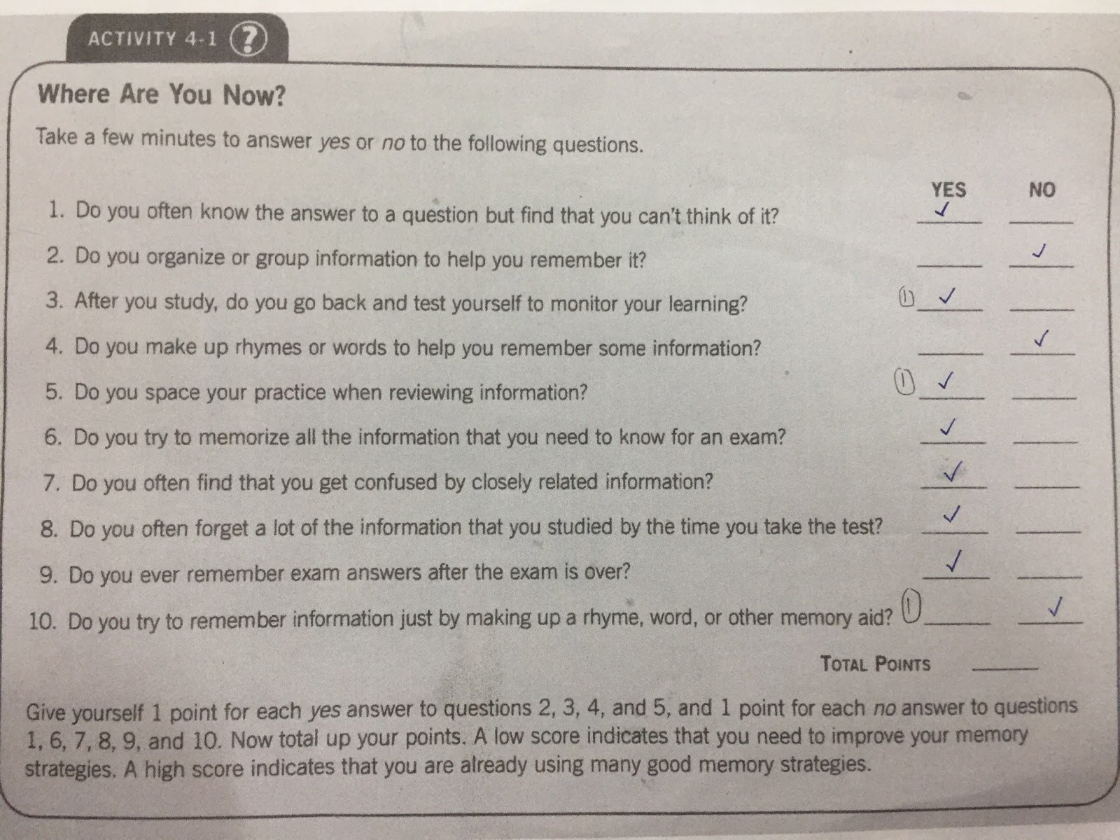 UED 102: CHAPTER 1 : Learning Style Inventory