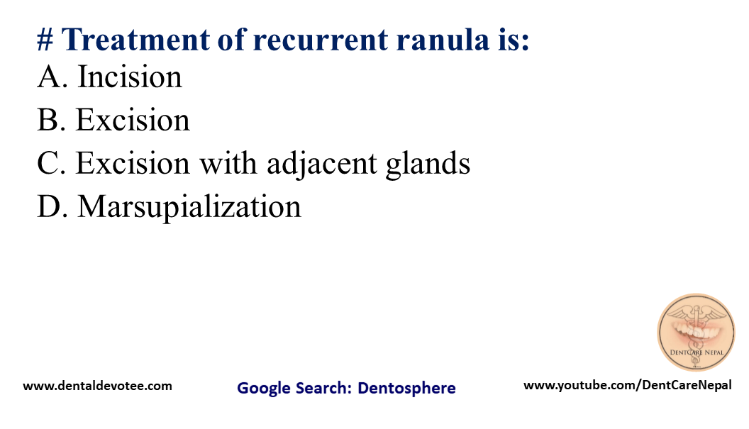 Dentosphere : World of Dentistry: Treatment of recurrent ranula is: